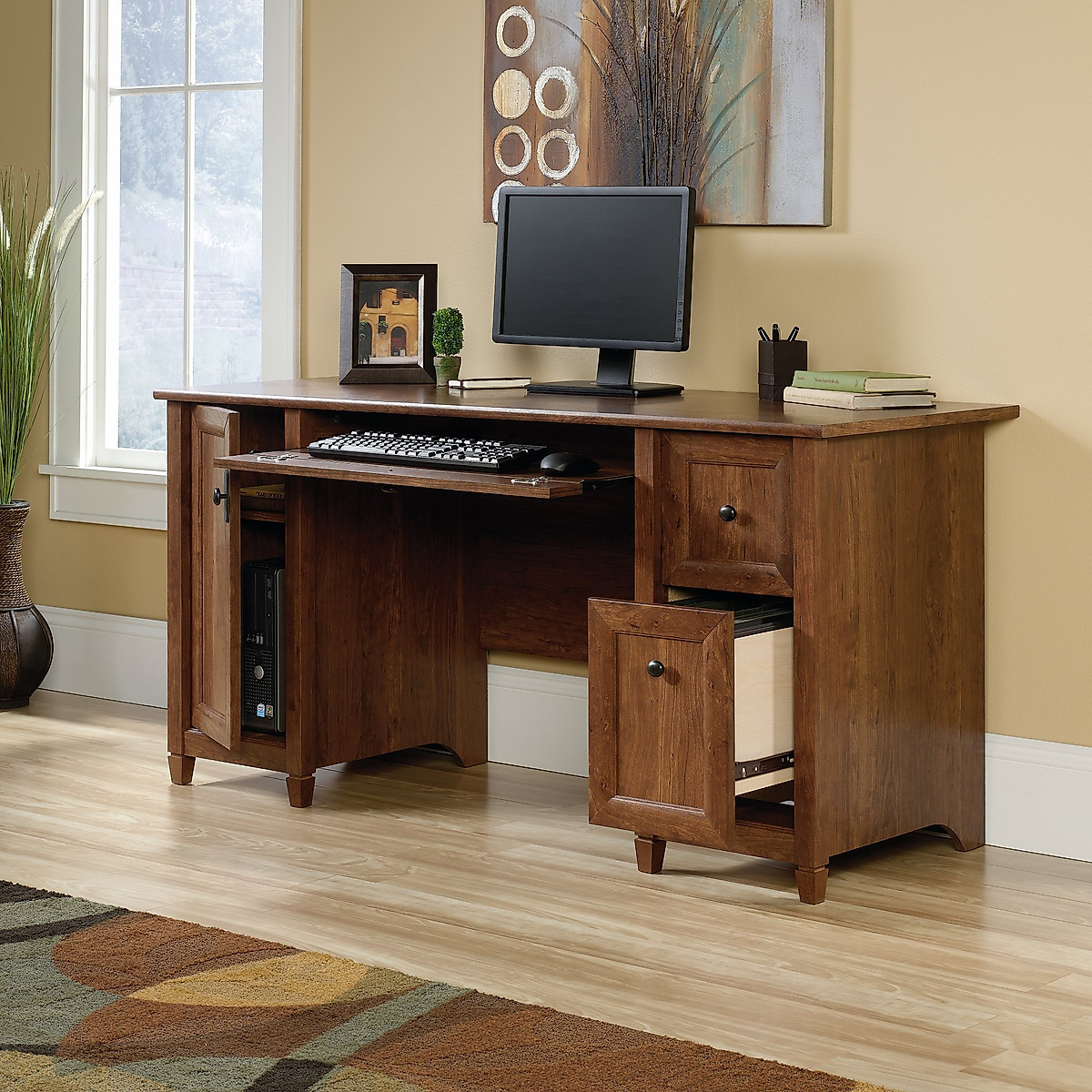 Sauder Edge Water Computer Desk, Auburn Cherry