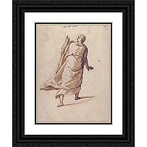 ArtDirect Cesare Nebbia 15x18 Black Ornate Frame and Double Matted Museum Art Print Titled: Back View of a Standing Man in a Long Cloak (1536-1614)
