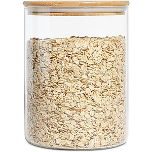 ComSaf Glass Jar with Airtight Lid (102 oz/3 liter), Large Glass Food Storage Container with Bamboo Lid, Clear Glass Food Canister for Kithen Storage, Wide Mouth Easy Access