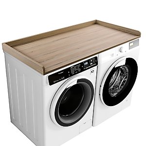 Kaboon Washer Dryer Countertop, Melamine Countertop with Edge Rails - 27.5" Depth x 54" Width Laundry Room Organization，Oak(Grey Tone)