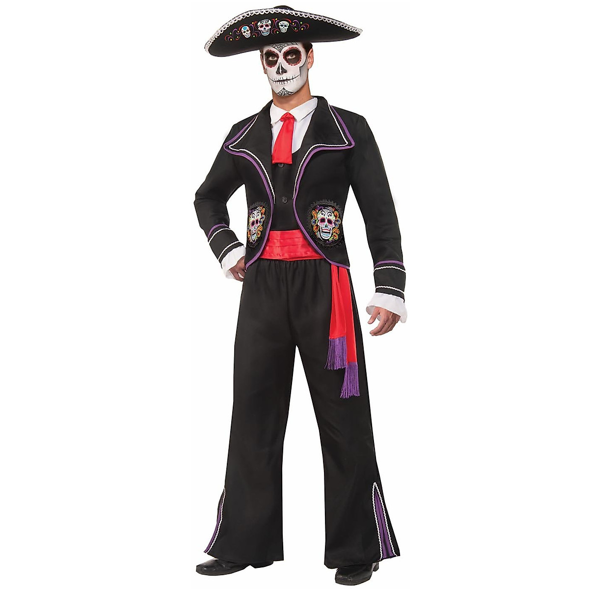 Forum Novelties Men's Day Of Dead Mariachi Macabre Costume, Black, Standard
