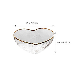 VOSAREA Glass Salad Bowl Heart- Shape Fruit Bowl Ice Cream Soup Bowl Candy Dishes Serving Bowl Plate Tableware for Desserts Pasta Dinner Snack Appetizer Popcorn