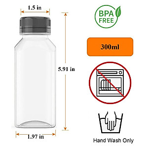 10 OZ Plastic Juice Bottles, Reusable Bulk Beverage Containers, for Juice, Milk and Other Beverages, 4 Pcs.