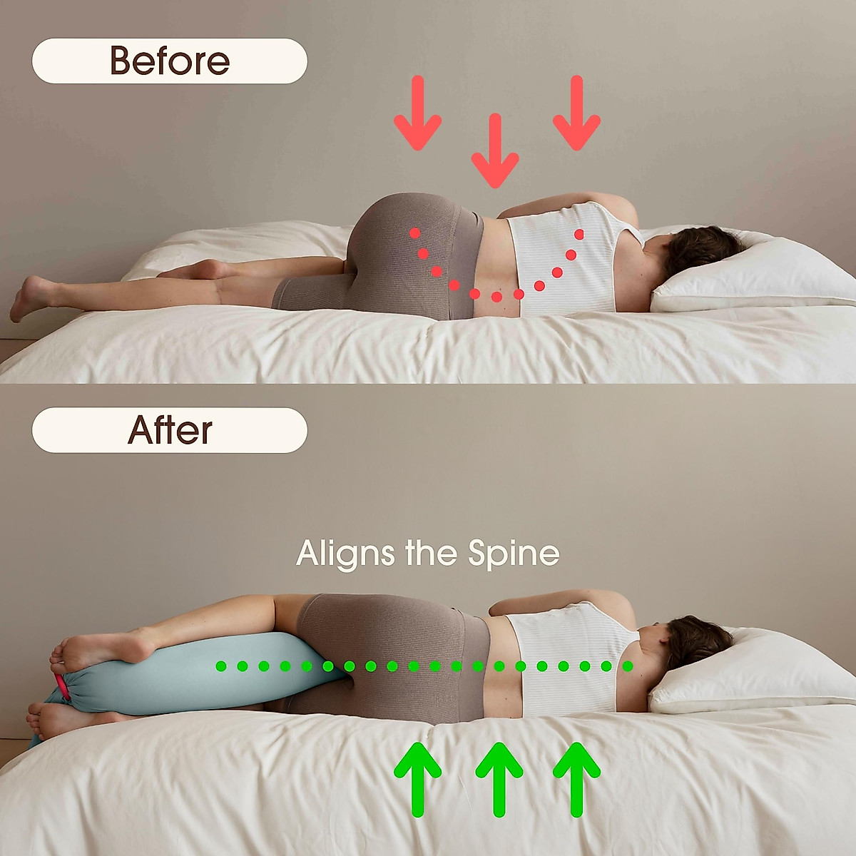 bbhugme Adjustable Pregnancy Pillow – Full Body Support for Side Sleeping - Adjustable Firmness and Shape - Supports Back, Legs, Belly, HIPS for Pregnant Women - Removable Cover - Eucalyptus