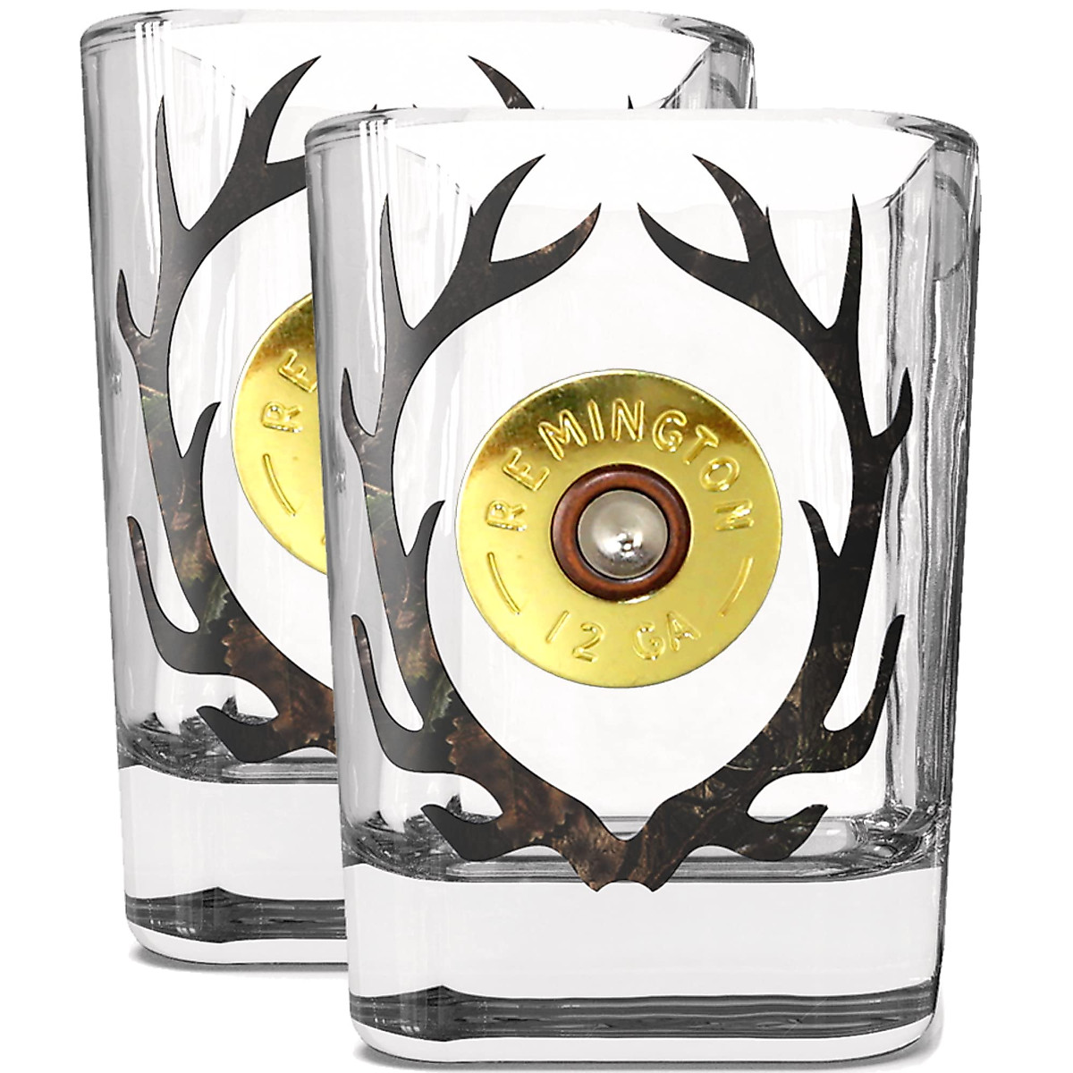 HAMILO Shotgun Shell Deer Hunting Shot Glass Set Of 2, 2 Oz, Funny Novelty Shot Glasses, Decorative Shot Gun Shell Gift for Hunting&Gun Lovers, Cool Bullet Cowboy Shot Glass, Mom, Dad, Teacher, Friend