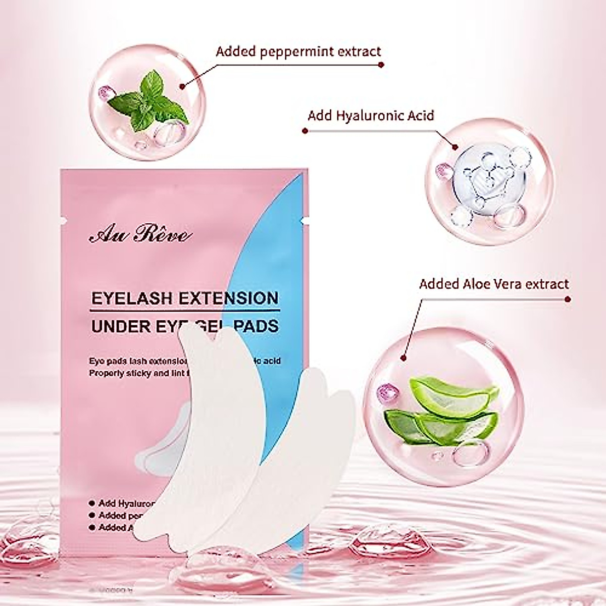 AuReve 50 Pairs under eye patches,eye pads lash extensions add hyaluronic acid,Eyelash Extension Under Eye Gel Pads suitable for most people