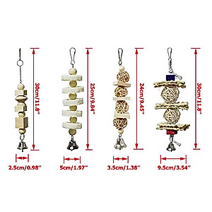 BWOGUE 7 Packs Bird Parrot Toys Natural Wood Chewing Toy Bird Cage Toys Hanging Swing Hammock Climbing Ladders Toys for Small Parakeets, Cockatiels, Conures, Finches,Budgie, Parrots, Love Birds