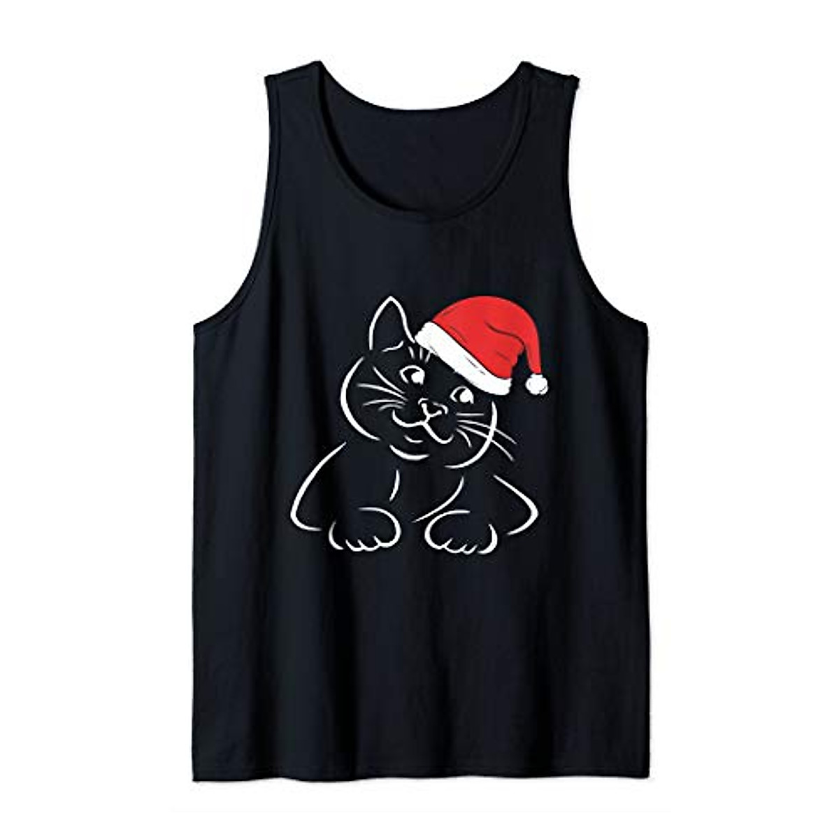 Christmas Cat Santa Hat Cute Kitten Drawing Tank Top