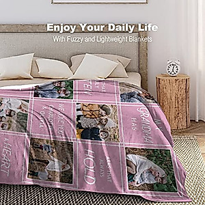 D-Story Customized Gifts for Grandma Custom Blanket with Photo, Personalized Grandma Blankets with Pictures Text, Custom Best Grandma Ever Memorial Throw Blanket, 5 Sizes, Made in USA