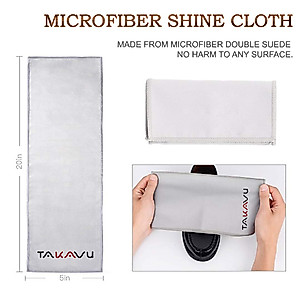 TAKAVU Shoe Shine Brushes Kit (4PCS) - 100% Soft Horsehair Bristles Brush, Polish Applicator, Crepe Suede Shoes Brush, Microfiber Buffing Cloth for Shoes, Leather, Boot, Cloth, Bag