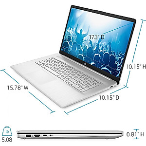 HP 17.3 Inch Touchscreen Laptop for College Students, School, AMD Ryzen 5 7530U (Beats i7-1165G7), 16GB RAM, 1TB SSD, Windows 11 Pro, 10 Number Keyboard, WiFi 6, HDMI, Silver, PCM