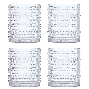 Fortessa Jupiter Vintage Glassware Collection, Double Old Fashioned Cocktail Glass 4 Pack, Clear, DOF 4 Pack (10 Ounce)
