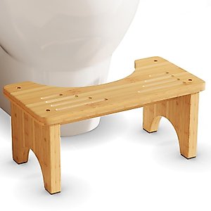 Uaniar Bamboo Toilet Stool, Wooden Squatting Potty Stool for Adults, 7 Inch Toilet Stool Squat Adult, Non-Slip Wood Poop Stool for Bathroom, Portable Toilet Foot Pooping Stool, Poop Stool for Kids