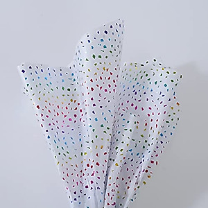 25 Sheets Rainbow Glitter Tissue Paper, 20"*28" Rainbow Sparkle on White Wrapping Paper, Confetti Tissue Paper for Birthdays, Baby Showers, Unicorn Party, Weddings, Christmas Gift Wrapping