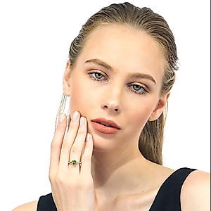 Belinda Jewelz Ring for Womens 925 Sterling Silver Band Ring Green Peridot Gemstone Ring Solitaire Center Round 7mm Jewelry Gift for Her, Size 7