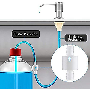 One Sight Soap Dispenser for Kitchen Sink and 47'' No-spill Extension Tube Kit, Stainless Steel, Kitchen Dish Soap Dispenser Pump In Sink Connects Directly To Soap Bottle