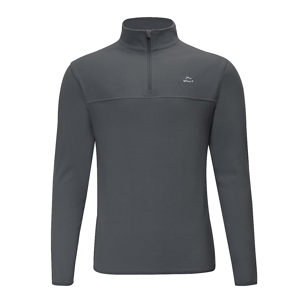 Willit Men's Fleece Golf Pullover Sweaters Quarter-Zip Hiking 1/4 Zip Thermal Jacket Lightweight Gray M