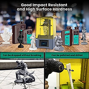 SUNLU High Tough 3D Printer Resin, Flexible Fast Curing 3D Resin for 2K 4K 8K LCD DLP SLA Resin 3D Printer, 405nm UV Curing 3D Printing Photopolymer Resin, 350J/m High Impact Resistant, 1KG, Grey