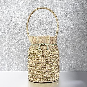 Aheli Potli Bags for Women Evening Bag Clutch Ethnic Bride Purse with Drawstring(P50G)