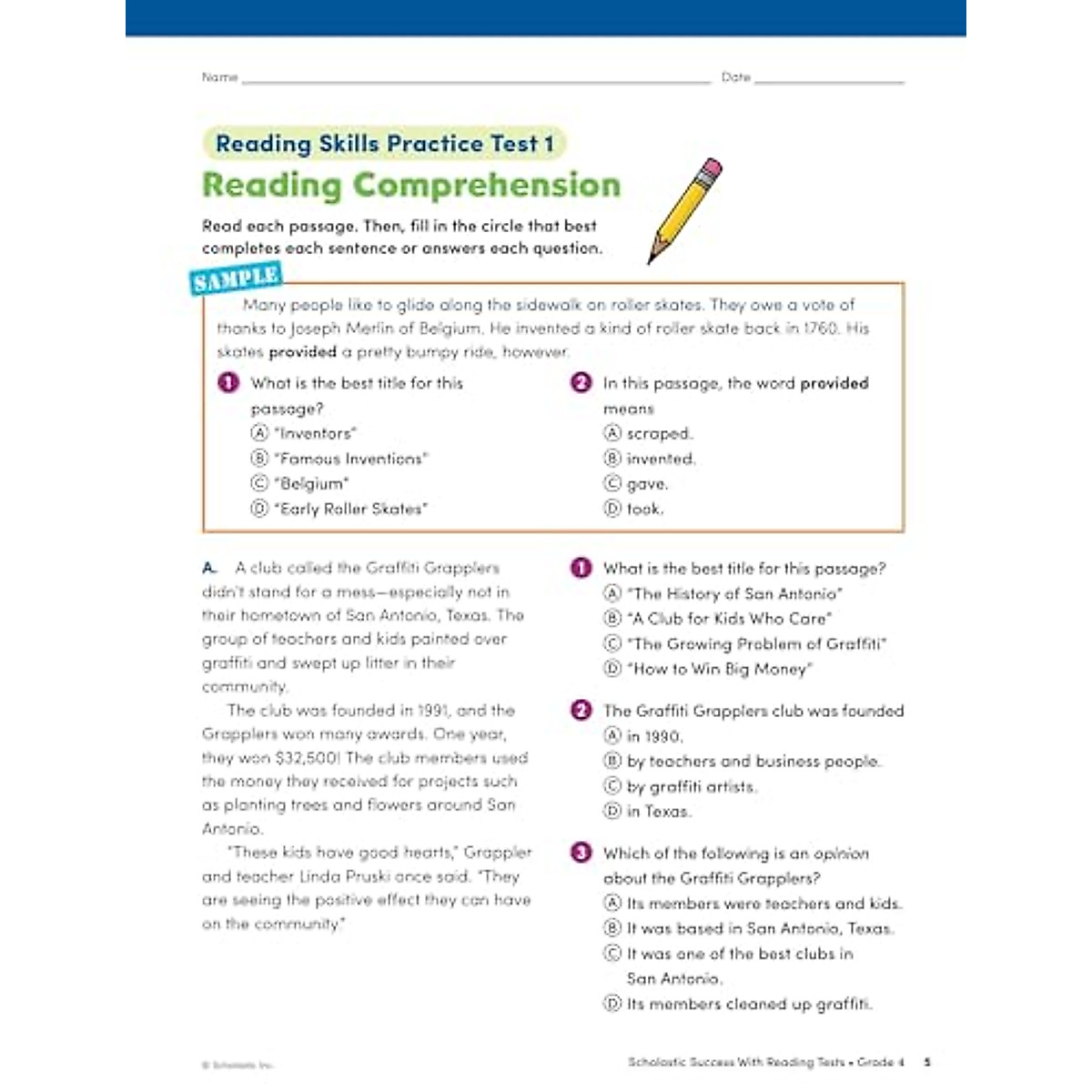 Scholastic Success with Reading Tests Grade 4 Workbook