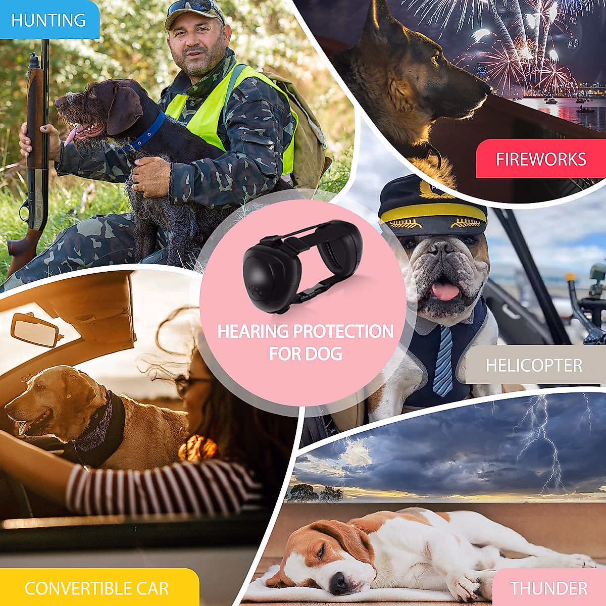 BERGWERK Dog Ear Muffs Noise Protection,29dB NRR Dog Noise Cancelling Ear Muffs,Dog Ear Muffs for Hearing Protection with Fast Snap Lock (Black,L)