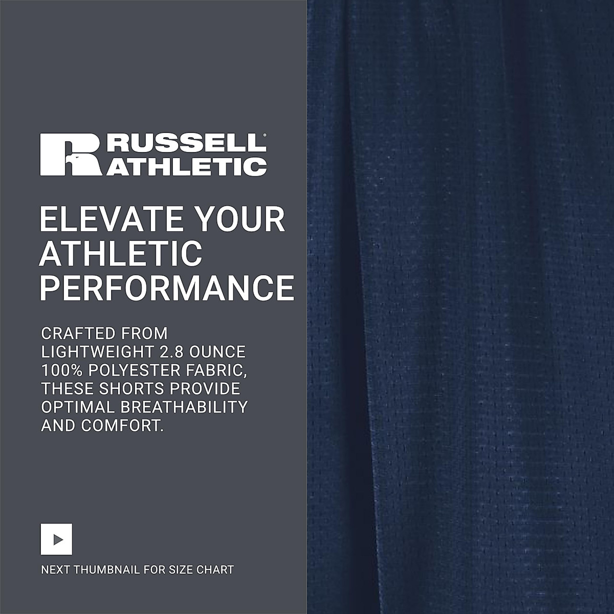Russell Athletic Men's Mesh Pocket Short, Navy, X-Large