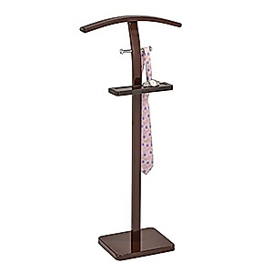 Kings Brand Furniture - Freestanding Clothing Valet Rack Stand, Walnut/Chrome
