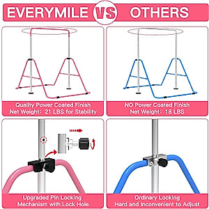 EVERYMILE Gymnastics Bars for Home, Adjustable Height Folding Horizontal Bars, Junior Training Kip Bar Expandable Gym Equipment, Monkey Bar with Gymnastics Rings for Kids Gifts