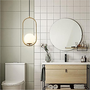 BOKT Frosted White Glass Globe Lamp Shade Replacement Milk Glass Ball Lampshade Cover Opal Sphere Shade for Pendant Light, 5.9” Diameter, 2.64" Opening Diameter (White)