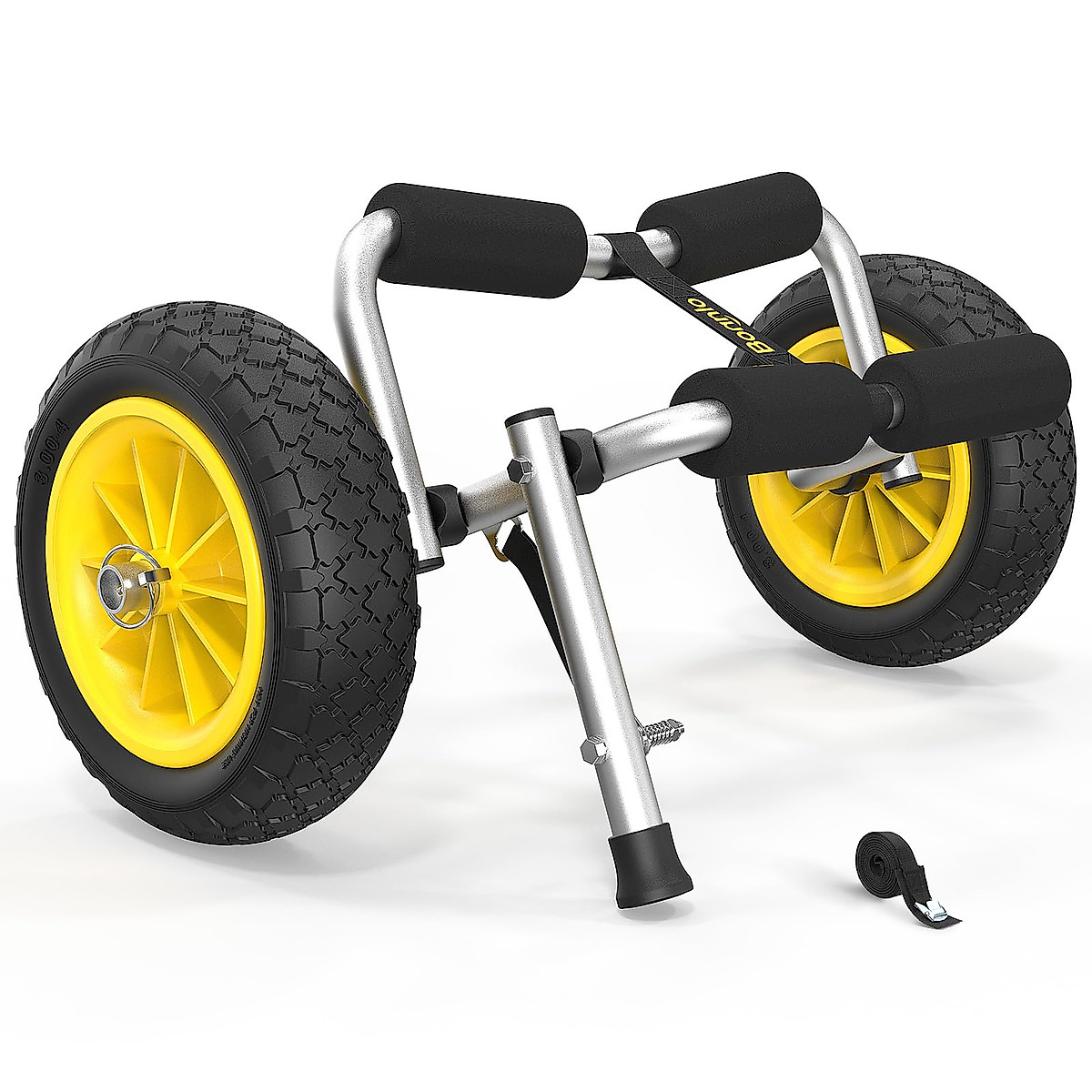 Bonnlo Kayak Car Foldable Aluminum Kayak Trailer with 10'' Solid Tires, Universal Kayak Wheels Kayak Cart Dolly for Kayak, Canoe, Paddle Board, Boat, Float Mats, Jon Boat