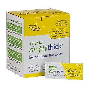 SimplyThick EasyMix | 100 Count of 12g Individual Packets | Gel Thickener for those with Dysphagia & Swallowing Disorders | Creates An IDDSI Level 3 - Moderately Thick (Honey Consistency)