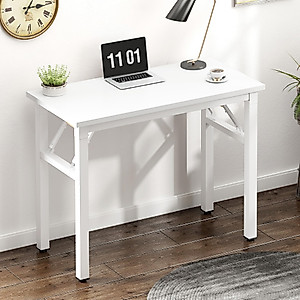 Need Small Computer Desk 31.5 inches Folding Table No Assembly Sturdy Small Writing Desk Folding Desk for Small Spaces, White