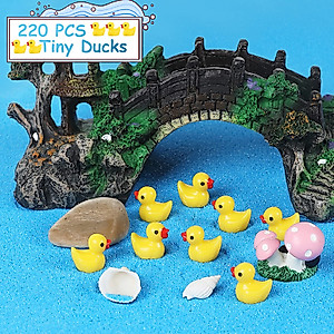 JIUZHU 220 Pcs Mini Resin Duck Christmas Miniature Figure Landscape Aquarium DIY Birthday Party Decoration Bonsai Interior Decoration Fairy Hide and Seek Prank