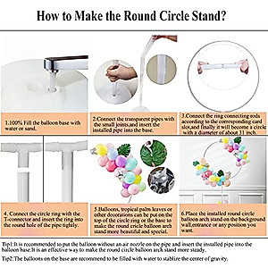 Elecrainbow 67 Inches Height Round Circle Balloon Arch Frame Stand Kit for Party Decorations, Balloon Column Base, Pole, Balloon Clip Rings, Balloon Tie Tool, Strip & 5 Packs of Accessories Included