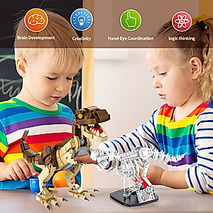 TreeGun Dinosaurs Building Blocks for Kids, 2 Models T-rex Dinosaurs Building Toy Set, STEM Creative DIY Building Toy Kit for Kid, Boy and Girl Ages 6 for Kids (906 Pieces)