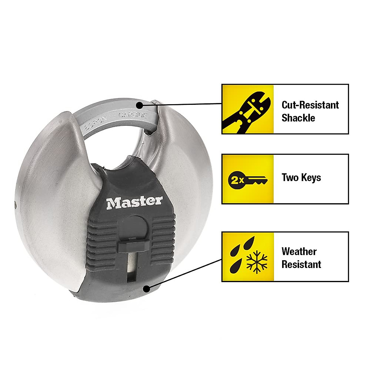 Master Lock M40XKADCCSEN M40XKAD Discus Lock, Keyed Alike, Silver