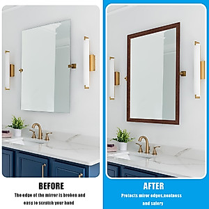 YESUS 10M Brown Walnut Wood Grain Wallpaper Border Removable PVC Waterproof Peel and Stick Wallpaper,Bathroom Mirror Frame Border Sticker Wall Decor 3.93in by 393in