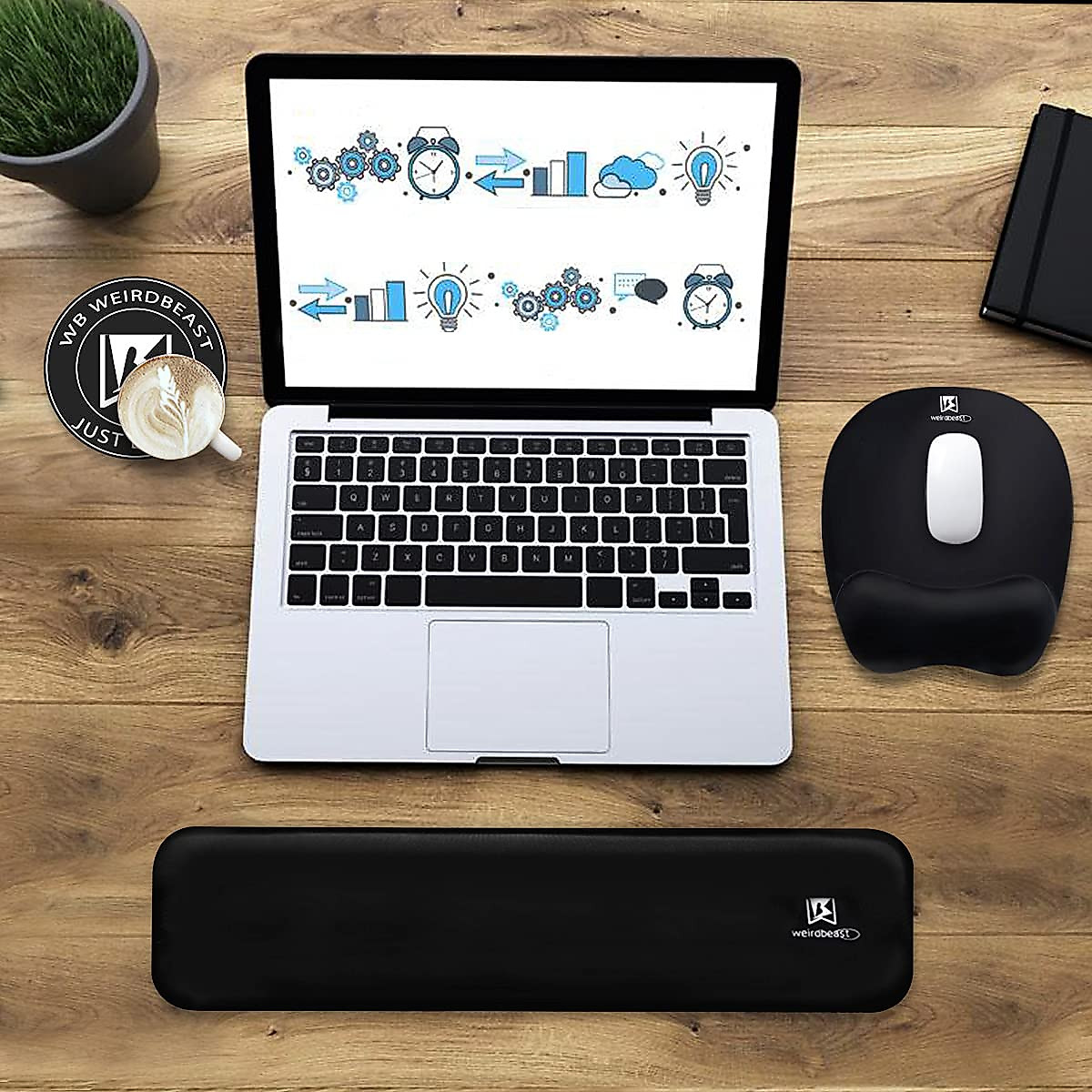 Ergonomic Keyboard Wrist Rest Pad and Mouse Pad Hand Support for Laptop Computer Wrist Rest Support Cushion Memory Foam Set for Office Gaming Easy Typing - Black