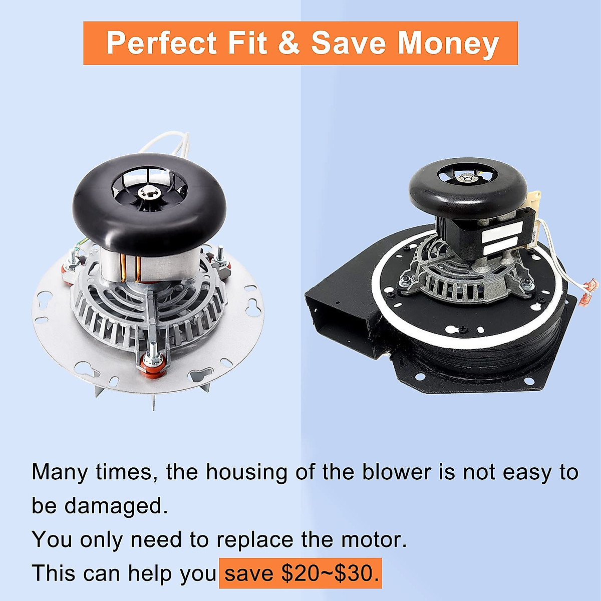 Criditpid Replacement 812-4400 Exhaust Blower Motor for Quadra-Fire Santa Fe, Castile, PelPro PP130, PP60, Pleasant Hearth PH35PS, PH50CABPS Pellet Stoves.(without Housing)