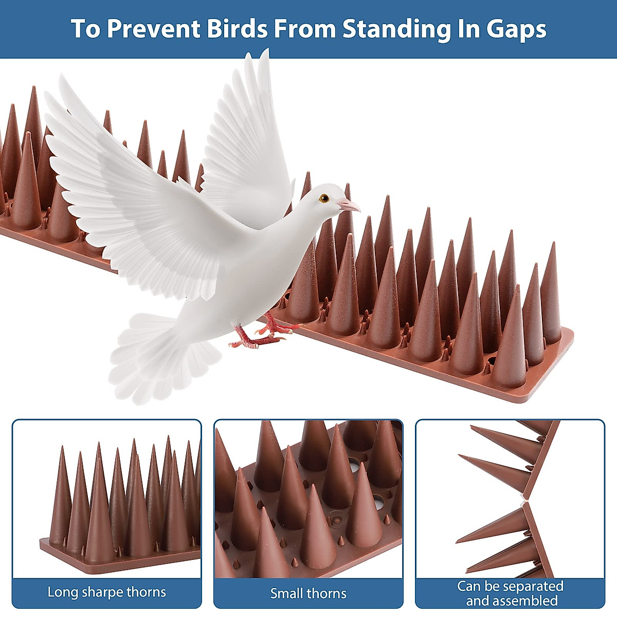 Bird Spikes, 30 Pack Bird Squirrel Raccoon Pigeon Cat Animal Deterrent Spikes for Outside Anti Bird Defender Spikes Outdoor to Keep Birds Away