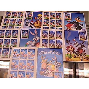 Looney Tunes U.S. Postage Stamps Set of 5 Bugs Bunny, Daffy Duck,Sylvester & Tweety, Roadrunner & Wile E. Coyote, Porky Pig