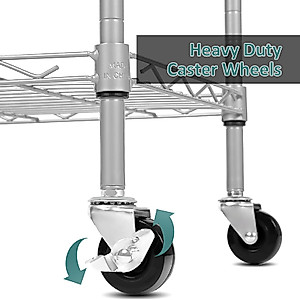 Homdox 6 Tier Wire Shelving Unit on Wheels, Storage Shelves for Garage Kitchen Living Room, Heavy Duty Shelving Rack, 21.26 x 11.42 x 72.05 inch (L x W x H)