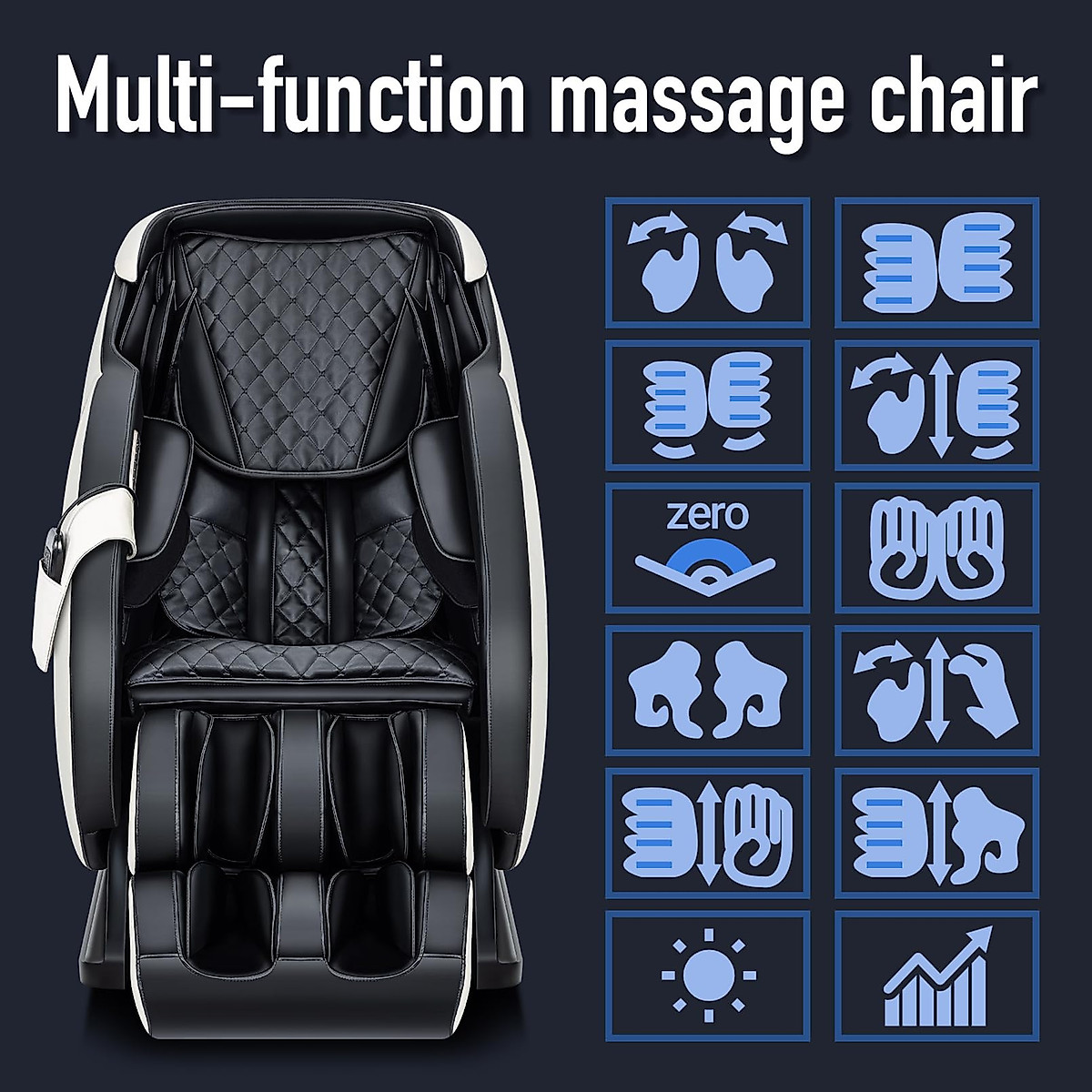 4D Massage Chair Full Body Recliner - Zero Gravity with Heat and Shiatsu Office Chair SL Track Yoga Stretch Voice Control Intelligent Body Detection Bluetooth Speaker Airbags Foot Rollers (White)