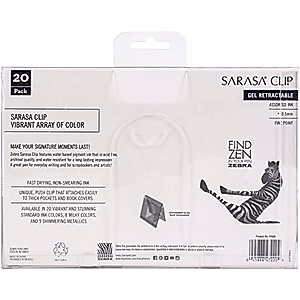 Zebra Pen Sarasa Clip Retractable Gel Pen, Fine Point, 0.5mm, Rainbow Assorted Colors, 20-Pack