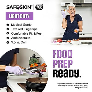 SAFESKIN Nitrile Disposable Gloves, 50-Count Pack, Light Duty, Medium Size, Powder Free - For Food Handling, First Aid, Hair Coloring, Baby and Pet Care - Premium Medical Exam Gloves