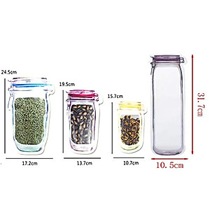 TUANTUAN 70 Pcs Cute Jar Zipper Bags Snack Sandwich Ziplock Bags Reusable Airtight Seal Storage Bags Leakproof Food Saver Bags for Travel Camping Picnic