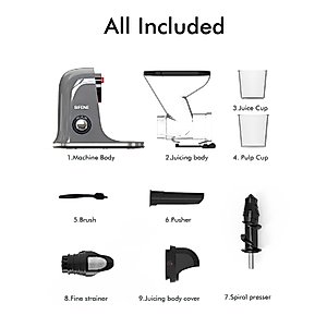 SiFENE Cold Press Juicer Machine, Dual Feed Chute Slow Masticating Juicer, Vegetable and Fruit Juice Maker Squeezer Machines, Recipes Included