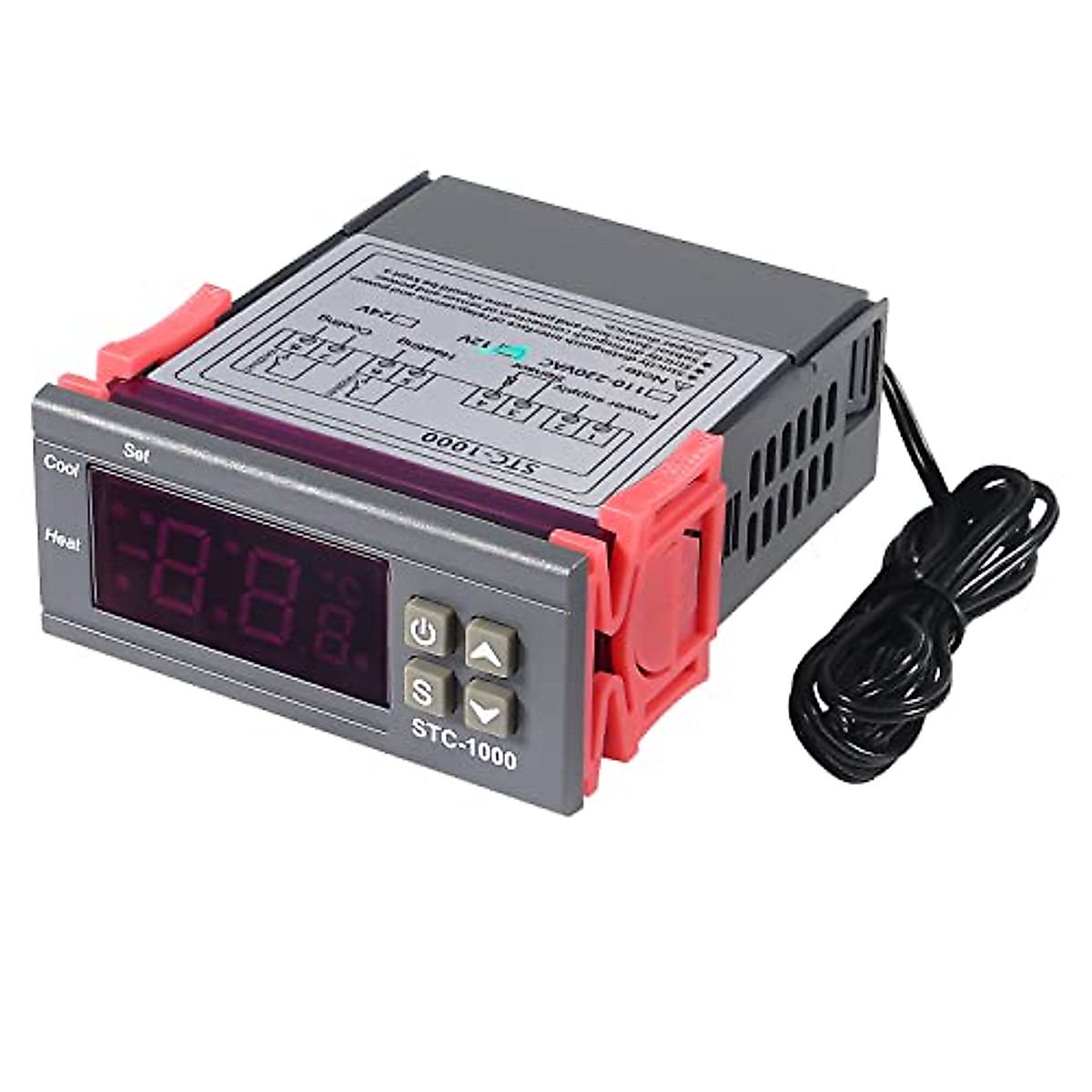 2pcs STC-1000 Digital Temperature Controller DC 12V 10A Digital LED Temperature Controller Thermostat Control Switch 2 Relay Output Cooling Heating and NTC Sensor Probe