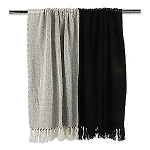 DII Four Square Cotton Woven Throw, 50x60 with 3" Fringe, Black/White