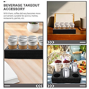 Cabilock Black Tray 3PCS Tray Accessories Coffee Pearl Cotton Food Outdoor Milk Tea Server Drinks Cup Foam Cup Holder Commercial take Out Drink Carrier Wine Glass Cups and Plates Beverages
